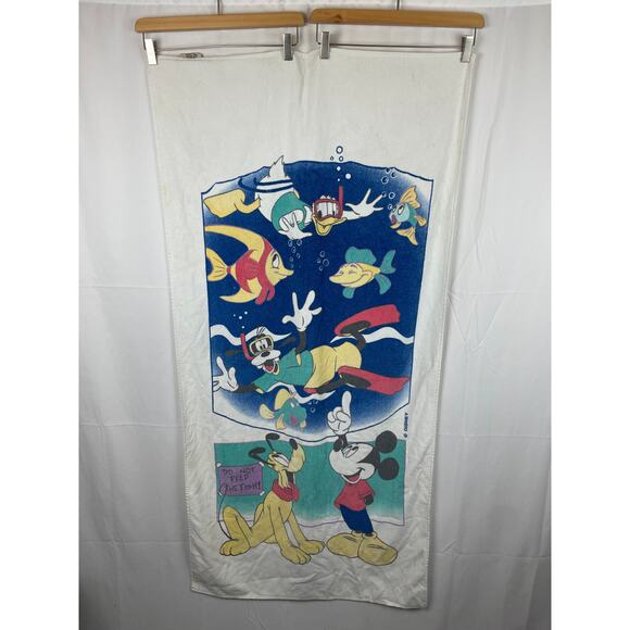 Disney | Bath | Disney Mickey Beach Towel Franco Vintage Pluto Fish ...